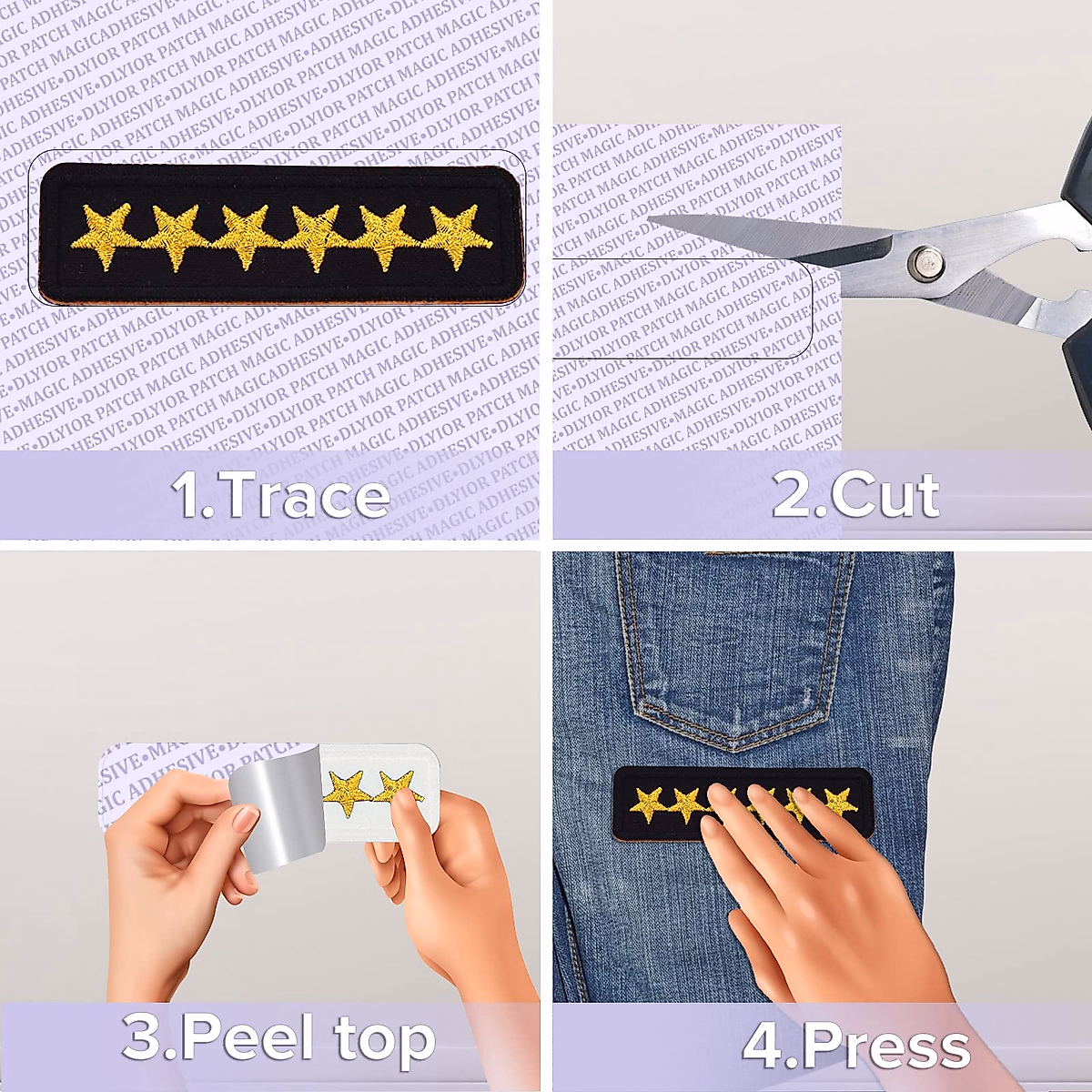 Patch Magic Adhesive, Washable Double-Sided Glue for Iron On Patches and Cut to Fit Freestyle Girl Scout Patches Kit.(2 Pack)