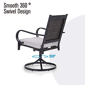 Sophia & William Outdoor Swivel Dining Chairs with Cushion Wicker Patio Rattan Chairs Set of 2 Support 350 lbs for Garden, Lawn, Balcony and Poolside All Weather