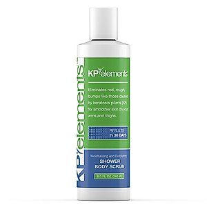 KP Elements Body Scrub (8 fl oz) | Keratosis Pilaris Treatment | Exfoliating Body Scrub and Body Moisturizer for Dry Skin | Helps Reduce Red Bumps | Body Skin Care Product for Men and Women