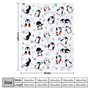 Animal Penguin Blanket Ultra Soft Cute Penguins Flannel Fleece Throw Blankets Lightweight Microfiber Fun Art Kids Adult Bedding for Gifts Travel 50"X40"