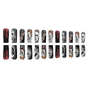 Halloween Press on Nails Long Square Fake Nails Eight Ghost Face Bleed Designs False Nails Full Cover Abstract Acrylic Nails Matte Extra Long Glue on Nails Halloween Stick on Nails for Women Girls