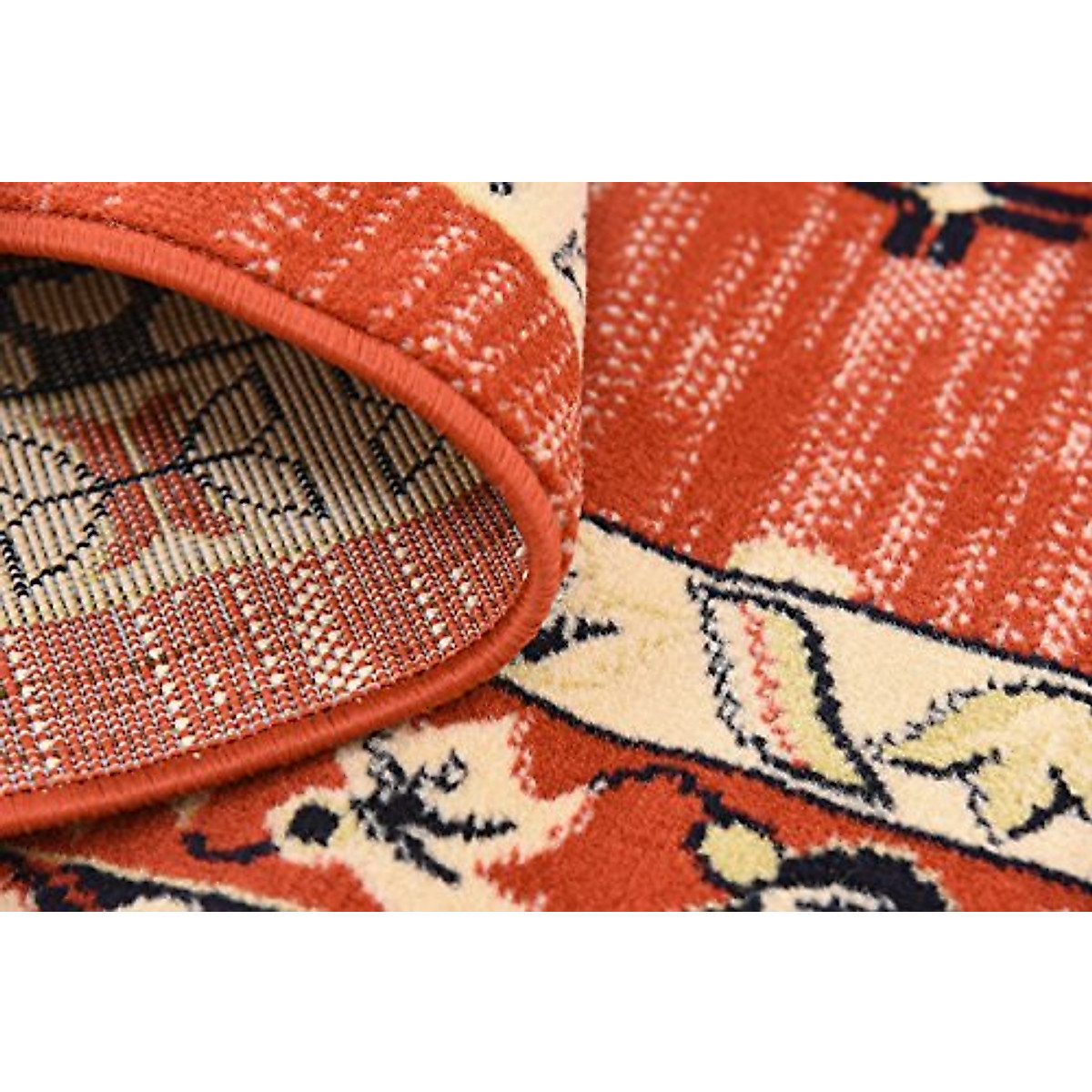 Unique Loom Taftan Collection Border Geometric Tribal Inspired Design Area Rug, 7 ft x 10 ft, Terracotta/Ivory