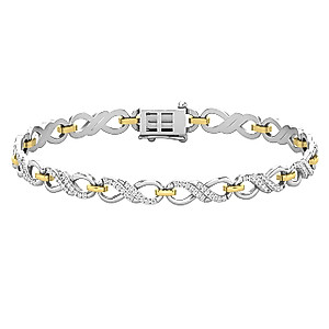Dazzlingrock Collection 0.52 Carat (ctw) Round White Diamond Ladies Infinity Tennis Link Bracelet 1/2 CT | 10K White and Yellow Gold