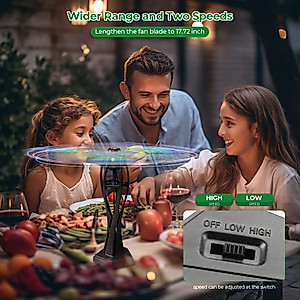 Fly Fan for Tables, 3 Pcs Repellent Indoor and Outside, Portable Table Fan, Trap with Holographic Blades Restaurants, Parties, Barbeque