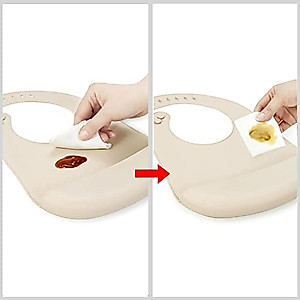 PandaEar 2 Pack Silicone Baby Feeding Bibs Super Thin Light Weight for Babies & Toddlers, Adjustable Silicone Bibs with Food Catcher Pocket, Waterproof, Soft, Unisex, Non Messy (Pink Grey)