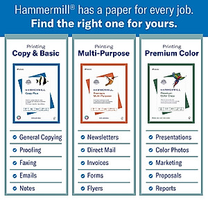 Hammermill Cardstock, Premium Color Copy, 60 lb, 8.5 x 11 - 1 Pack (250 Sheets) - 100 Bright, Made in the USA Card Stock, 122549R , White