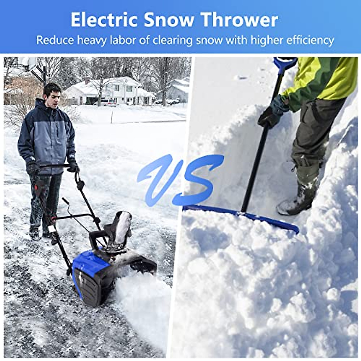 GYMAX Electric Snow Thrower, 18” 15Amp Corded Snow Blower with 180° Chute Rotation & 2 Transport Wheels, 26’ Throwing Distance for Driveway, Sidewalk (Blue)