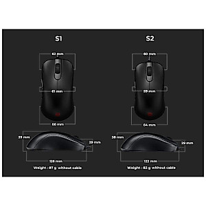 BenQ Zowie S2 Symmetrical Gaming Mouse for Esports | Professional Grade Performance | Driverless | Matte Black Coating | Small Size