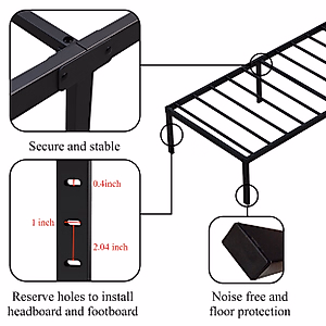 Upcanso Twin Bed Frame No Box Spring Needed, 14 Inch Heavy Duty Metal Platform Bed Frame Twin Size with Storage, 2500lbs Steel Slats Support, Easy Assembly, Black