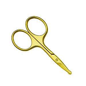 Yutoner Eyebrow and Nose Hair Safety Curved Scissors, 3.7 Inch Stainless Steel Professional Facial Hair Beard Eyelashes Eyebrow and Moustache Scissors Trimmer (Black Safety Head)