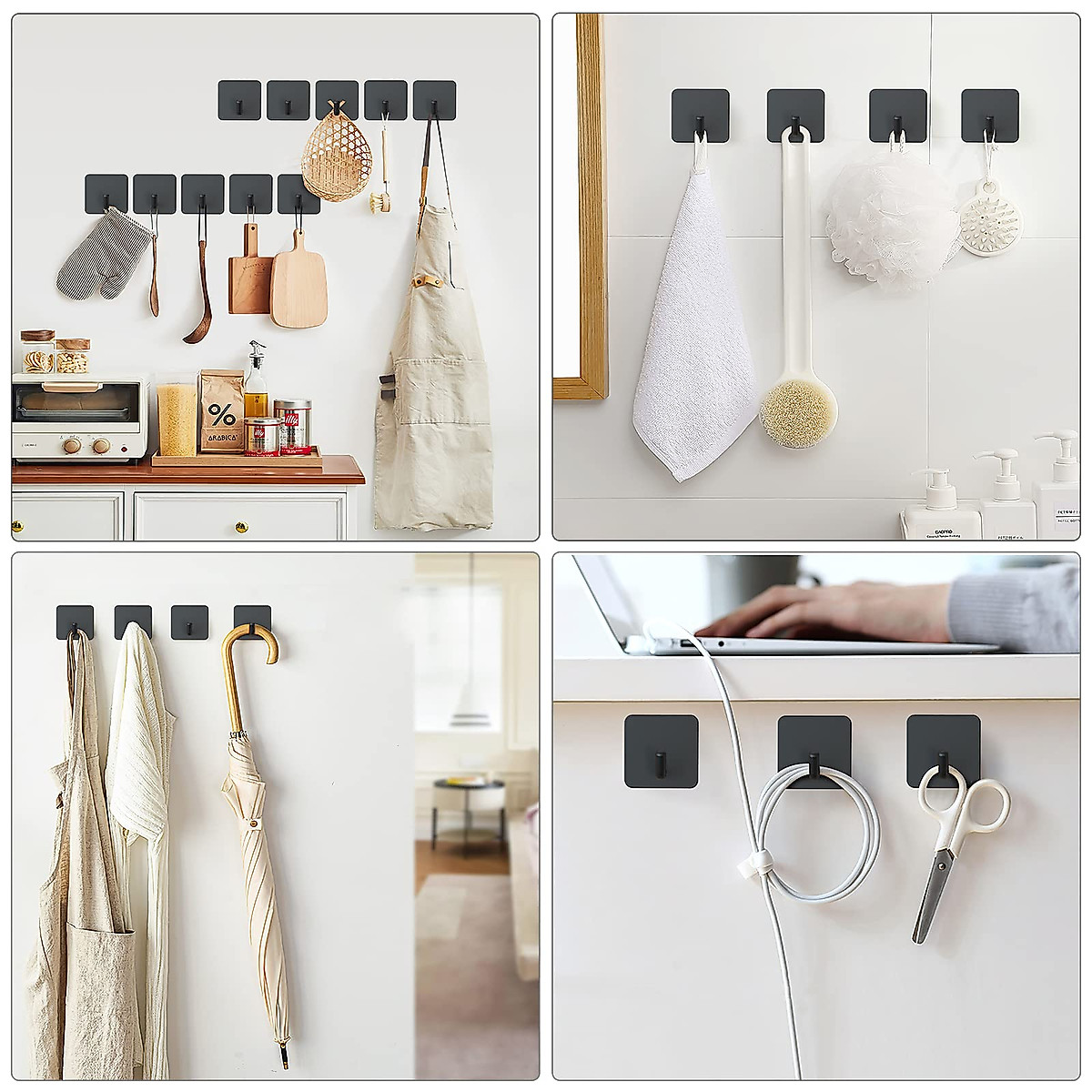 VIS'V 4 Pcs Suction Cup Hooks and 4 Pcs Adhesive Hooks