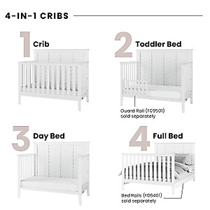 Child Craft Atwood 4-in-1 Convertible Crib, Baby Crib Converts to Day Bed, Toddler Bed and Full Size Bed, 3 Adjustable Mattress Positions, Non-Toxic, Baby Safe Finish (Matte White)