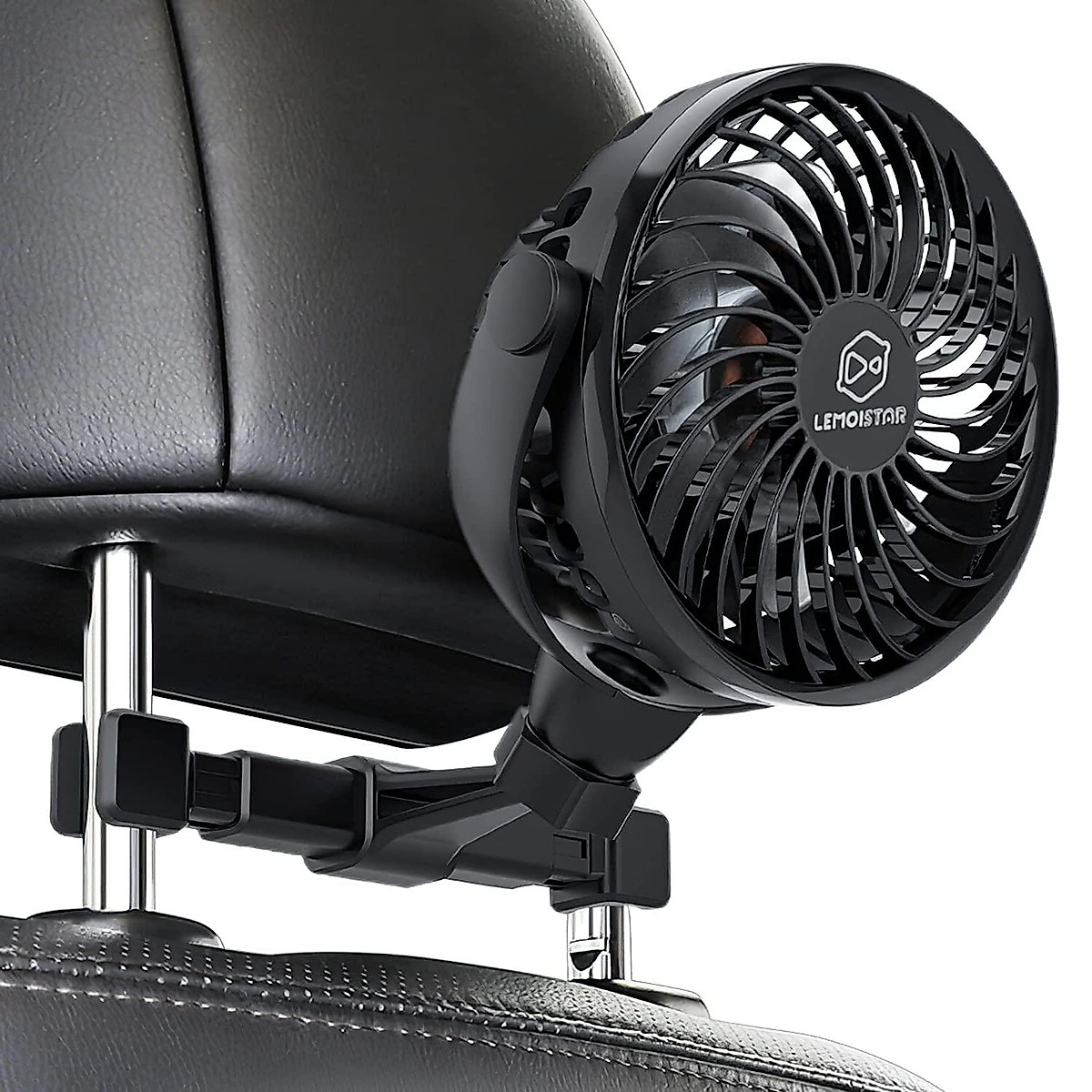 Retractable Portable Car Fans with 4 Speeds for Headrest and Rear Seat, Small Cooling Vehicle Air Fan, Quiet Operation, Rechargeable, Battery Operated,360 Degree Rotatable USB Fan for Baby, Puppy, SUV