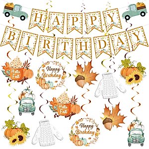 Fall Little Pumpkin Party Decorations, Happy Birthday Pumpkin Banner and Autumn Hello Fall Party Hanging Swirls Decorations, Little Pumpkin Baby Shower Fall Thanksgiving Birthday Party Supplies