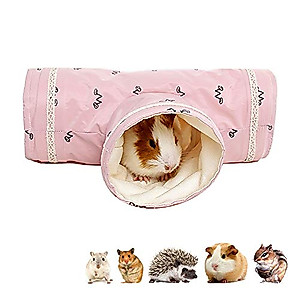 Amakunft Guinea Pig Tunnels and Tubes, Guinea Pig Hideaway Play Toy, Tunnel for Hedgehog, Hamster, Mice, Rats, Gerbil Rat, Squirrel (Pink)