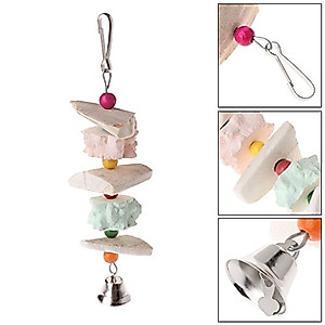 Seaskyer Parrot Chewing Toy, Bird Beak Grinding Stone Bell, Lava Block Calcium Supplement Food African Greys Amazon Conure Eclectus Budgies Parakeet Cockatiel Hamster Chinchilla Rabbit