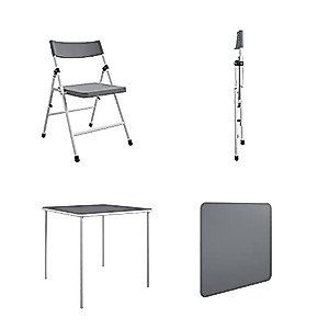 CoscoProducts Kid's 3-Piece Activity Set, Table and 2 Folding Chairs, Pinch-Free Design, Easy to Clean, Multi-Purpose, Easy to Assemble, Portable, Great for Snacking, Homework, & Games, Grey