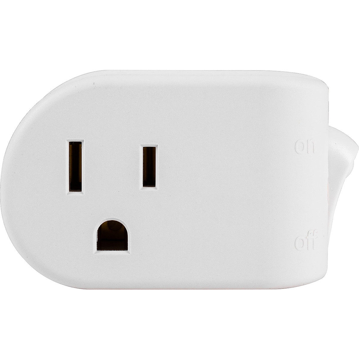 GE Grounded Power Switch, Outlet Extender, 3-Prong, Easy to Install, for Indoor Lights and Small Appliances, Energy Efficient Adapter, Space Saving Design, UL Listed, White, 25511