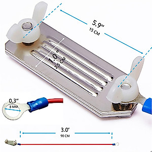 Q'mark Electric Fence Tape Connector, Polytape to Polytape Connector, Polytape to Energizer Connector, with 90 cm Wire - 2 Pack (to Energizer), Silver & Red