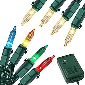 New One 4 Pack Color Changing Christmas Lights, 51.75 Feet 200 Count Vintage Multicolor Christmas Lights, Indoor Outdoor Christmas Tree Lights with 200L LED M5 Light for Patio, Party Decor, Green Wire