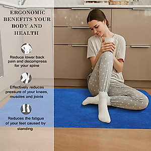 RYANZA 2 Pieces Kitchen Rugs, Abstract Anti Fatigue Non Slip Foam Cushioned Royal Blue Art Graffiti Modern Comfort Indoor Floor Mat Runner Rug Set for Laundry Office Sink Bathroom (17"x48"+17"x24")