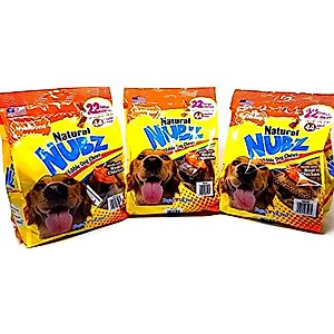 Nylabone Natural Nubz Edible Dog Chews Value Pack of 66ct. / 7.8 lbs. Total (3 x 2.6 lb / 22 ct Bags)