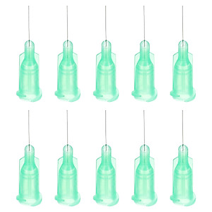 PATIKIL 34Ga x 0.5 Inch Dispensing Needle Tips, 50Pcs Stainless Steel and Plastic Glue Needle Tube Blunt Tips with Luer Lock for Glue Oil Applicator, Light Green