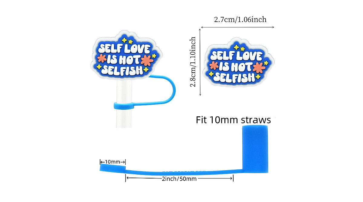 12pcs Love Myself Straw Covers - Perfect for Outdoor Use