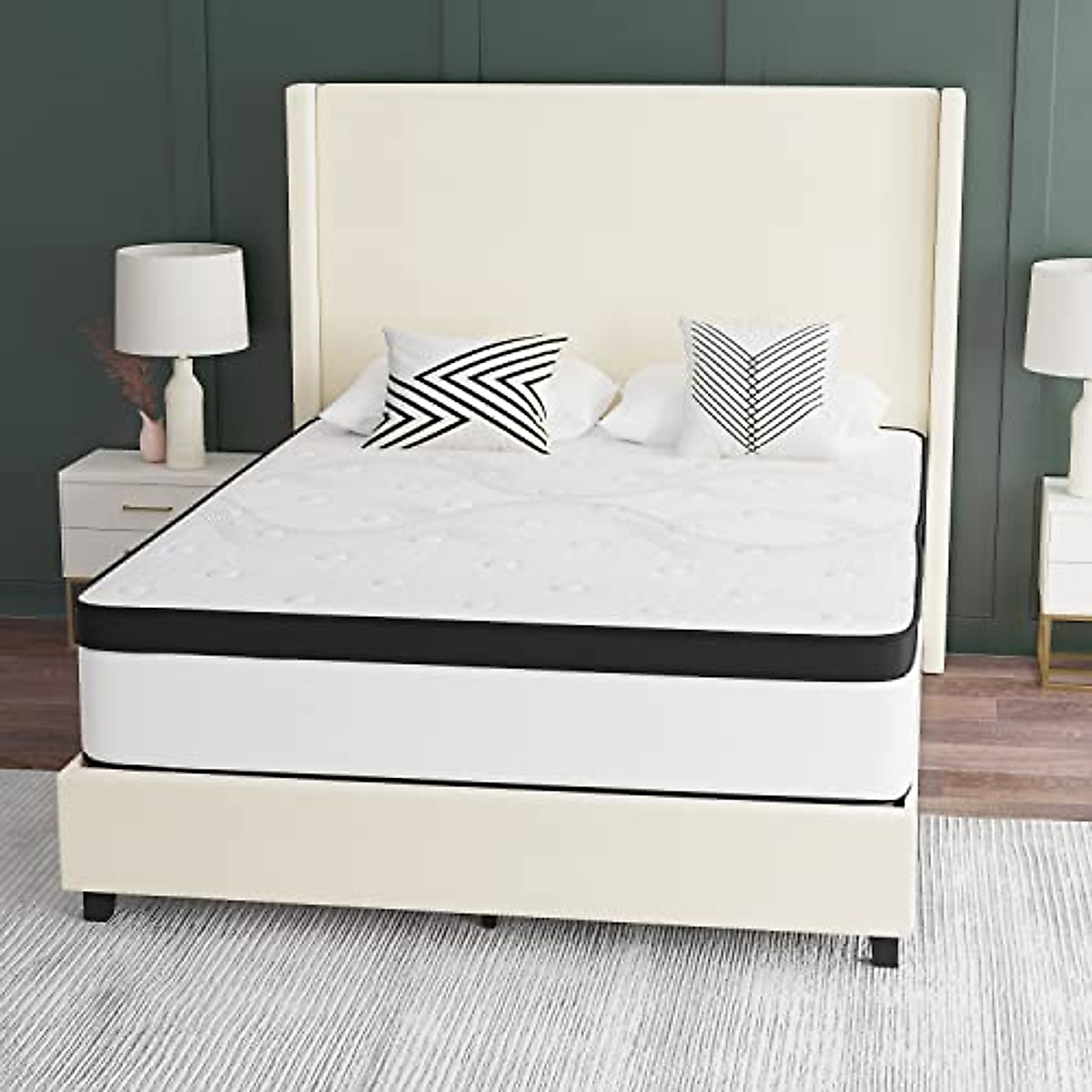 EMMA + OLIVER Asteria Extra Firm 12" Hybrid Mattress in a Box with CertiPUR-US Certified Foam, Pocket Spring Core & Knit Fabric Top for All Sleep Positions - Queen