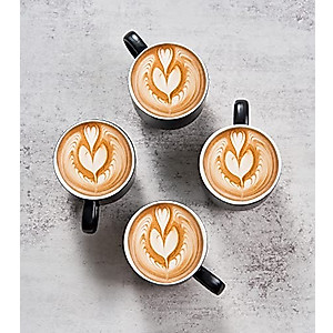 YHOSSEUN Porcelain Stackable Coffee Mug Set With Rack, Demitasse Cups with Espresso Spoons, 11 Oz For Coffee Drinks, Latte, Macchiato, Cafe Mocha Set of 4,Black