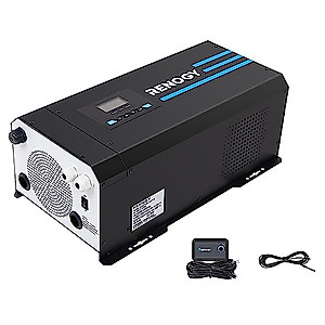 Renogy 3000w Pure Sine Wave Inverter Charger 12V DC to 120V AC Surge 9000w for Off-Grid Solar RV Boat Home w/LCD Display, Auto Transfer Switch, Compatible with Lithium Battery