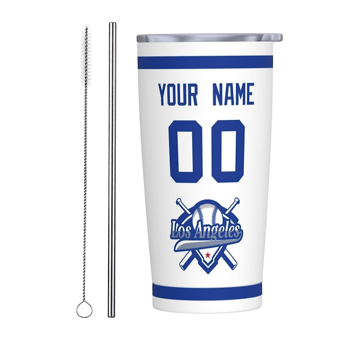 Los Angeles Custom Baseball 20oz Tumbler,Add Personalized Name And Number,Personalized Travel Coffee Mug, Stainless Steel, Insulated, Keep Drinks Cold And Hot,Gifts For Baseball Fans