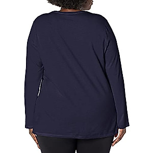 Just My Size Women's Plus Size Vneck Long Sleeve Tee, Hanes Navy, 4X