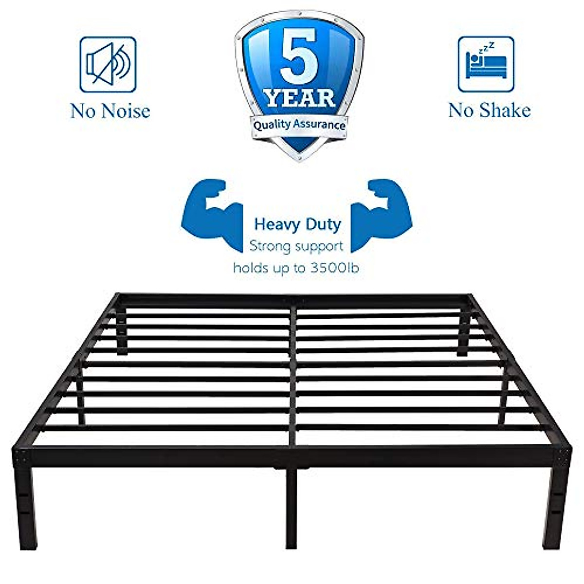 Homdock Cal King Size Bed Frame-16 Inch Metal Platform Mattress Foundation/Sturdy Strong Steel Structure 3500 lbs Heavy Duty/Noise Free/None Slip/No Box Spring Needed/Black Finish