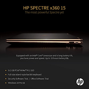 HP Spectre x360, 10th Gen Gemcut 15T,Touch 4K UHD,i7-10510U Quad Core,NVIDIA® GeForce® MX250 2GB,512GB NVMe SSD,16GB DDR4 2666 RAM,Win 10 Pro Pre-Installed, 64GB Neopack Flash Drive, Prem Wty