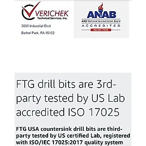 FTG USA Wood Countersink Drill Bit Set 3 Pc Countersink Drill Bit #6#8#10 Tapered Drill Bits with Improved Countersink Connection Drill Bit to Hex Shank Without Pin, 1 Stop Collar, 1 Allen Wrench