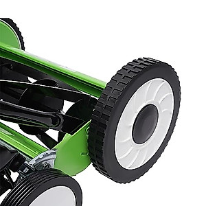 Wheeled 5-Blade Lawn Mower,16-Inch Manual Reel Mower Adjustable Handheld Weeder/Cutting,Push Lawn Sweeper for Graden (Four Wheeled)