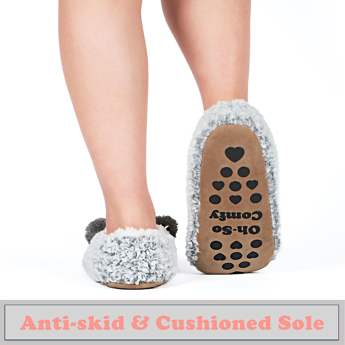 cosyone1997 Cute Slippers for Women Adults Kids Girls Boys Teens, Fuzzy Bedroom Shoes Indoor, Soft Cozy Fluffy House Socks, Unique Funny Christmas Gifts for Mom Grandma Animal Lovers, Koala Size 7-8