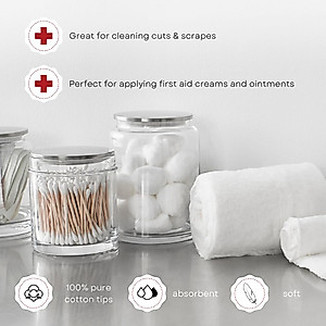 U.S. Cotton First Aid or Baby 100% Cotton Swabs, Wood Stick, 125 Count Boxes (Pack of 6 Boxes)