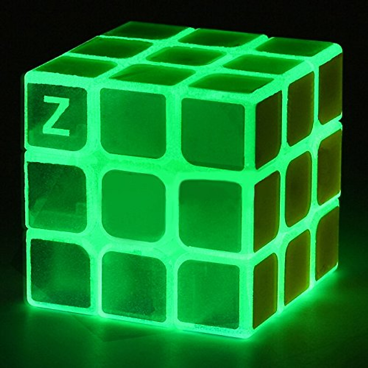 3x3 Fluorescent Speed Cube Glow in Dark Magic Speed Cube 3-D Brain Teasers IQ Puzzles for Kids and Adults (Green Fluorescent)