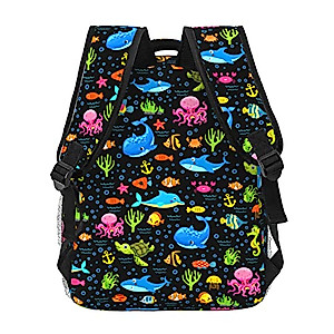 Cute Sea Turtle AnimalBackpack 3D Print Shark Dolphin Anchor Backpacks Unisex Sports Travel Bag Gifts For Women Men Adults Fans 16 Inch
