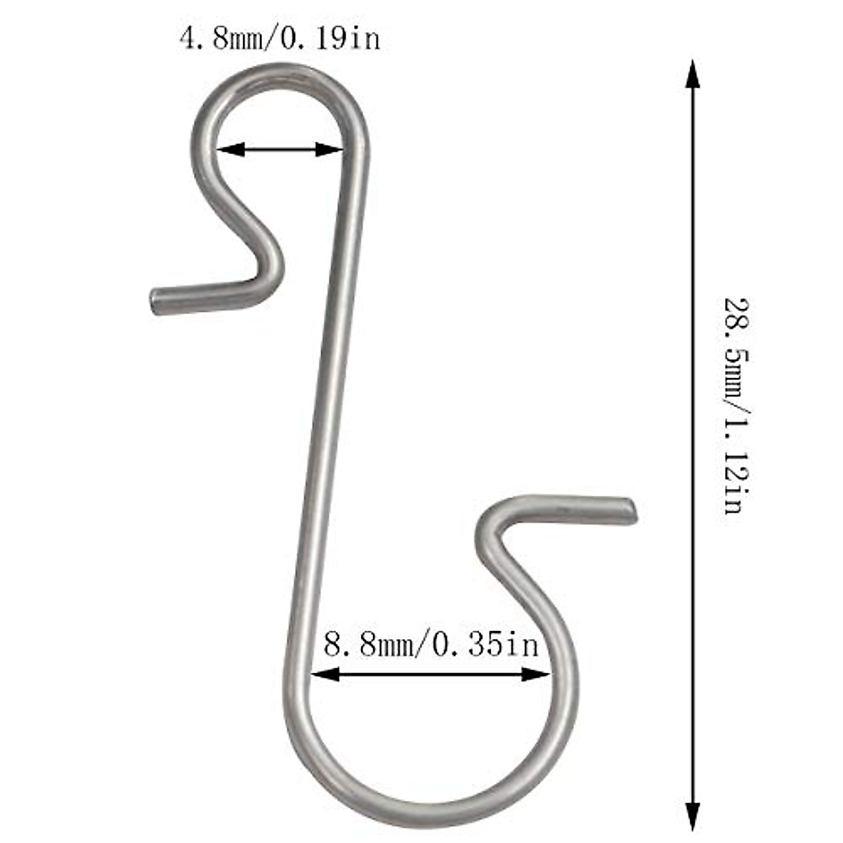 E-outstanding 100pcs Small S Shape Hook Christmas Tree Decorations Silver S Hook Supplies for Home Party