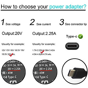 45W Type C USB C Laptop Charger Adapter Fit for Dell XPS 13 9333 9370 9360 9350 9365 9380 Latitude 13 3380 3390 3379 7350 7368 7370 7389 7390 2-in-1 Latitude 14 5490 7490 Latitude 15 5590 7569 Series