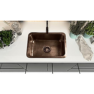 Monarch Abode 17098 Pure Copper Hand Hammered Milan Single Bowl Kitchen Sink (21 inches)