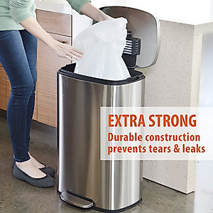 iTouchless 40 Count Tall Trash Bags, Fits 8 Gallon Garbage Can, Strong Bathroom Kitchen Bin Liners, for Rubbish Recycling Compost in The Home, Office, Clear