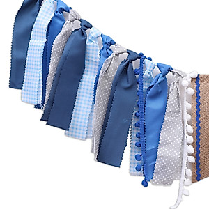 High Chair Banner Boy - First Birthday Decorations For Boy 1st Birthday Banner Highchair Party Supplies Photo Booth Props(Blue White)