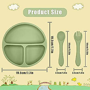 TQONEP 12 Pack Suction Plates for Babies & Toddler,Divided Plate Set,Silicone Suction Cup Plates for Babies with Fork and Spoon，Baby Plates with Suction,Toddler Plate Utensils Set