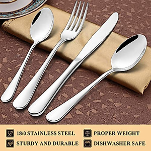 Wildone 20-Piece Silverware Set, Stainless Steel Flatware Cutlery Set Service for 4, Tableware Eating Utensils Include Knife/Fork/Spoon, Mirror Polished, Dishwasher Safe