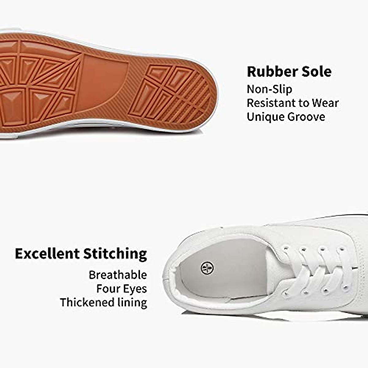 yageyan Mens Low Top Canvas Shoes Lace-up Fashion Canvas Sneakers Casual Shoes for Men Black and White(White,11)