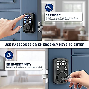 Signstek Keyless Entry Door Lock, Deadbolt Smart Lock, Electronic Keypad Deadbolt for Front Door, Office, Apartment, Easy-Installation, Auto Lock- Matte Black